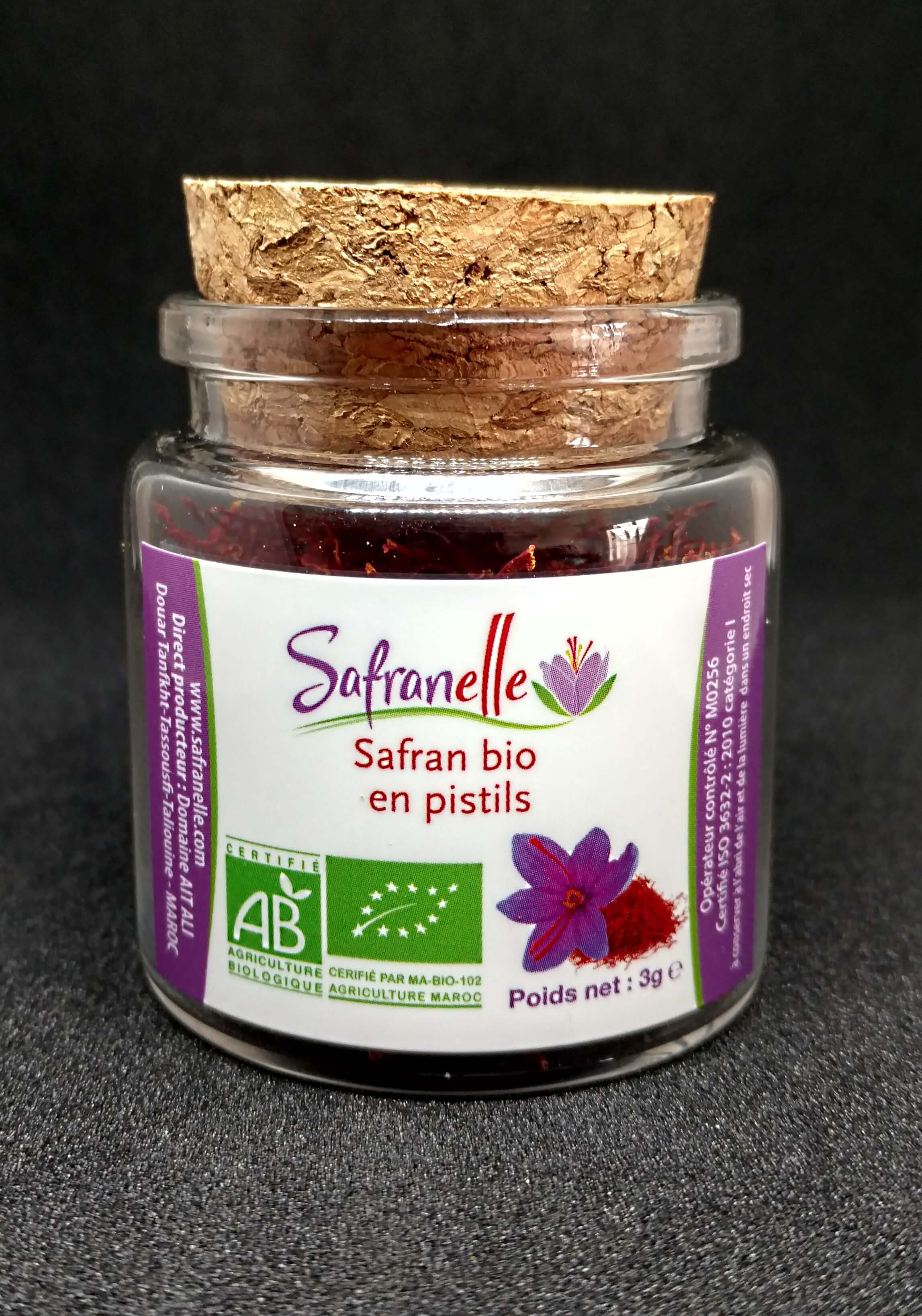 Pistils de safran bio 3g millésime 2018 - Safranelle producteur de safran